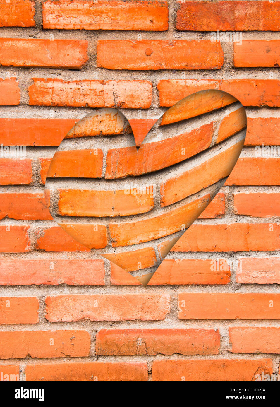 Heart shape on brick wall background Stock Photo - Alamy