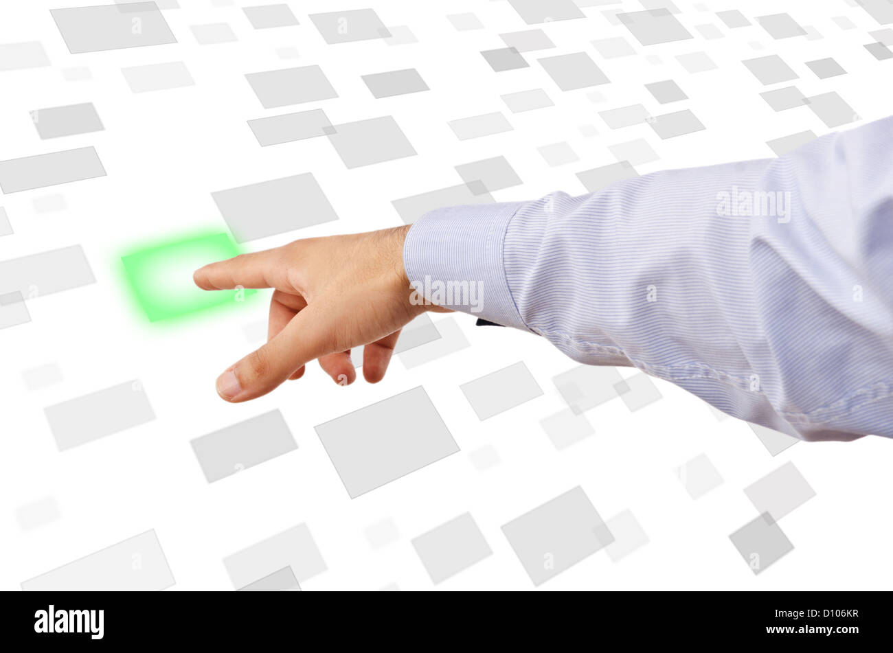 Businessman pressing virtual buttons Stock Photo - Alamy