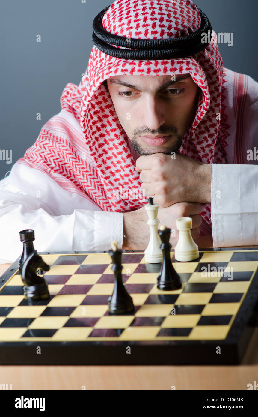 Chess player playing his game Stock Photo - Alamy