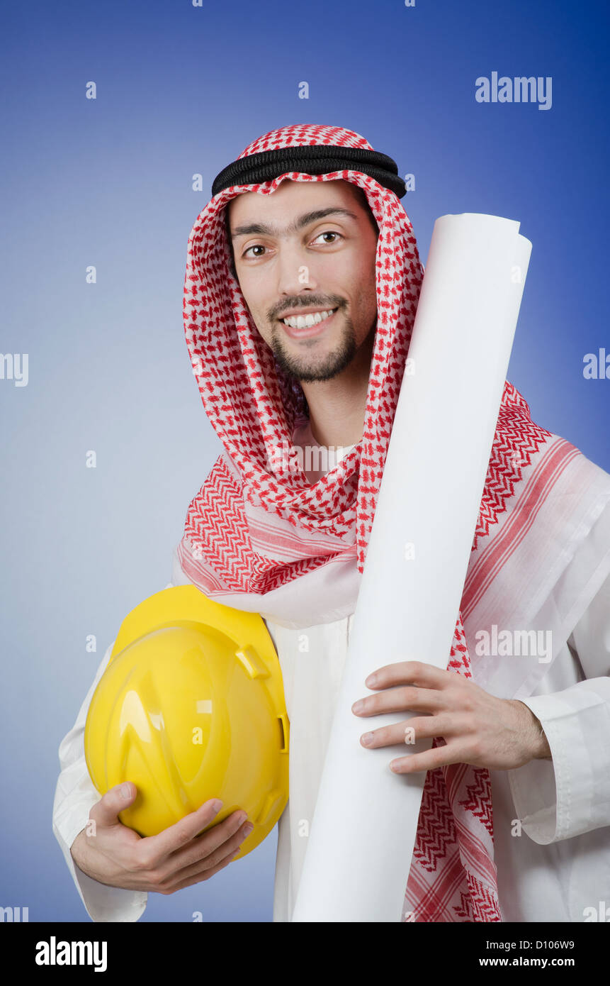 Arab engineer with drawings Stock Photo - Alamy