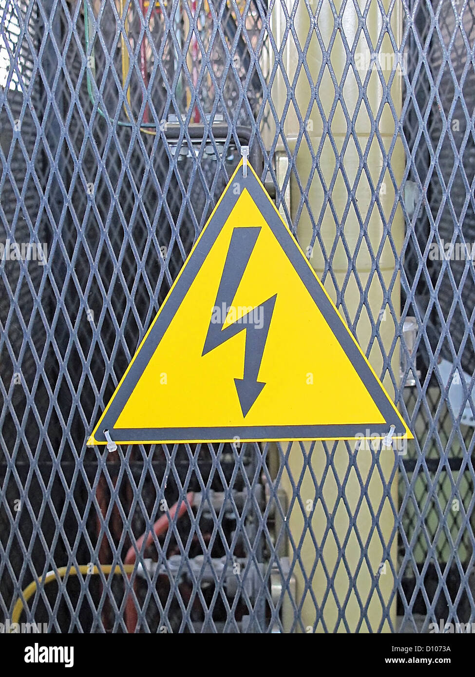 sign of danger inside of a power plant for the production of electric ...