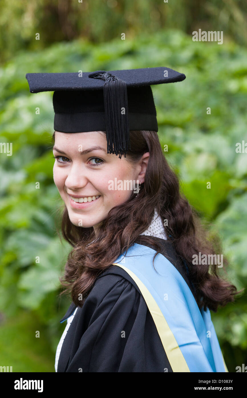 Girl wearing a graduant mortar board and gown from the Engineering ...