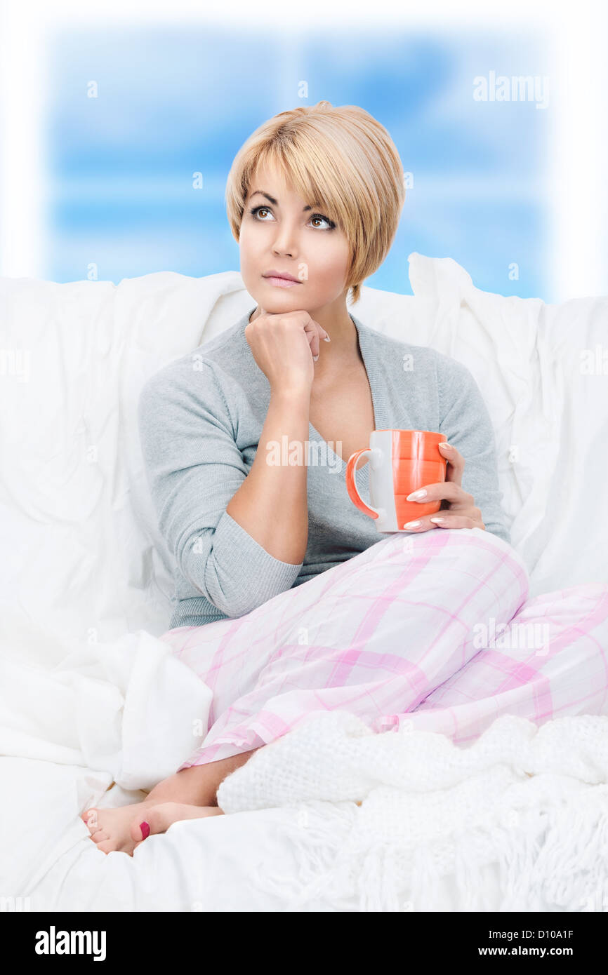 woman with cup Stock Photo - Alamy