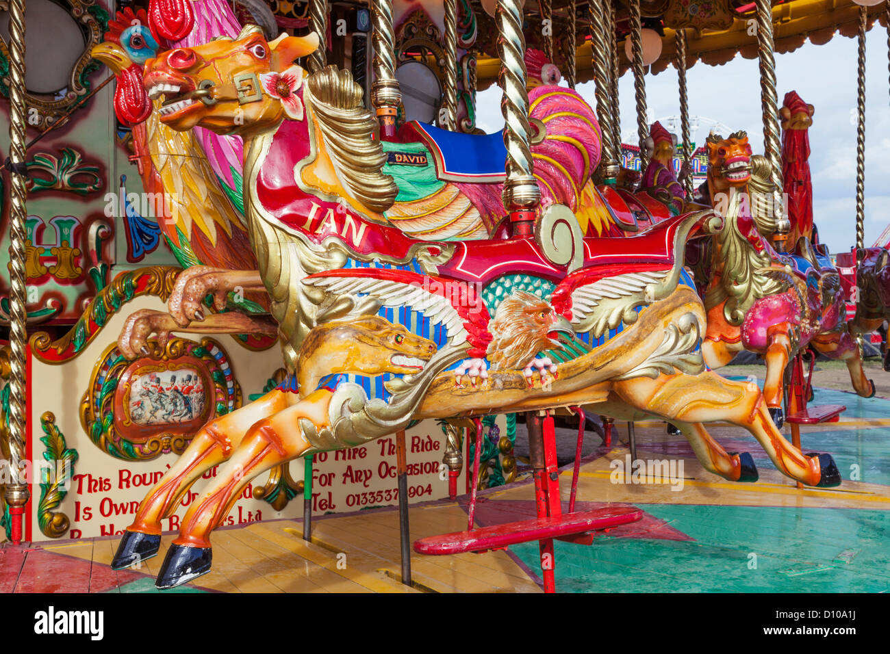 England, Dorset, Blanford, The Great Dorset Steam Fair, Carousel Horse ...