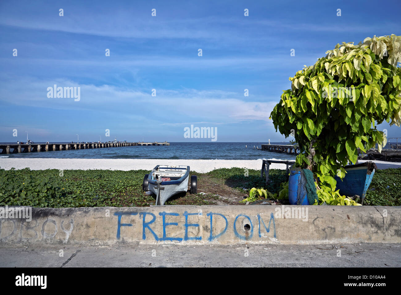 Freedom graffiti and concept of the call of the sea Stock Photo - Alamy