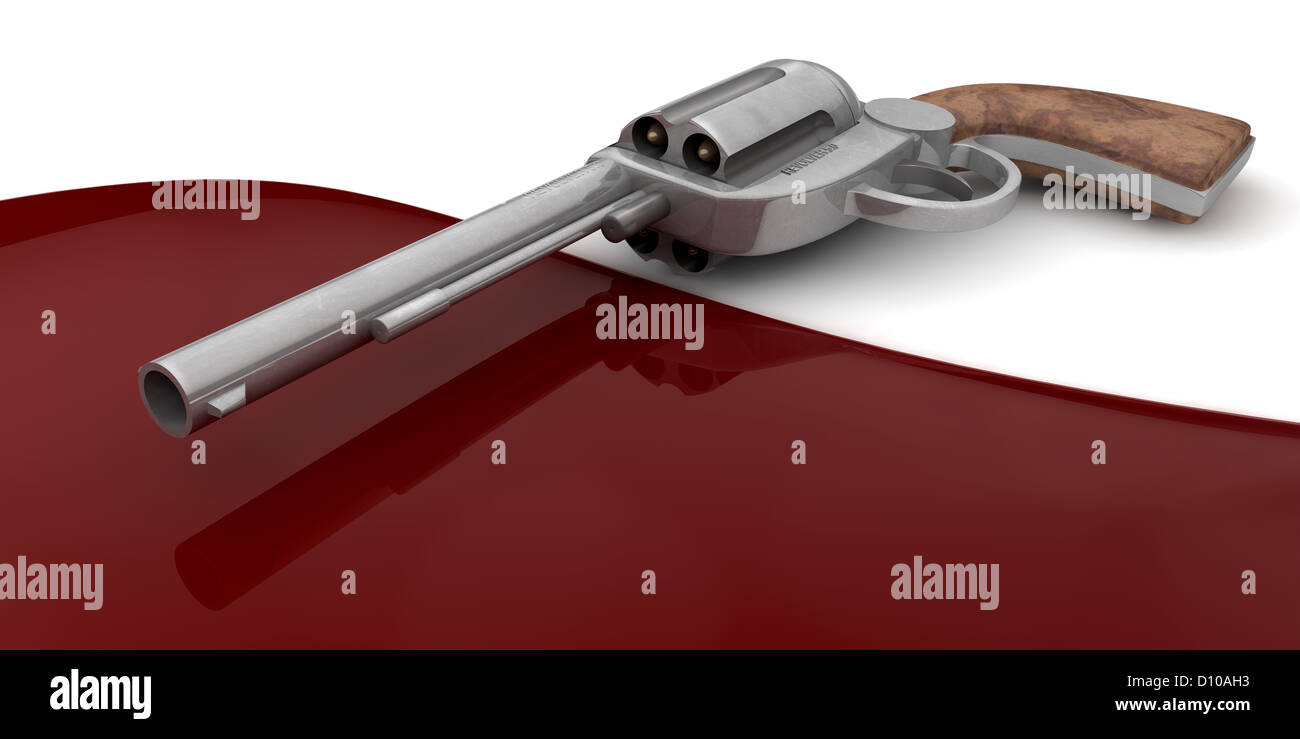 A revolver lying next to a pool of blood Stock Photo - Alamy