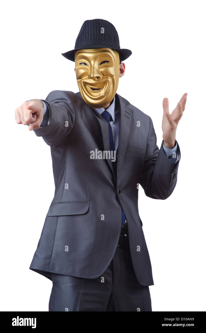 Businessman with mask concealing his identity Stock Photo - Alamy