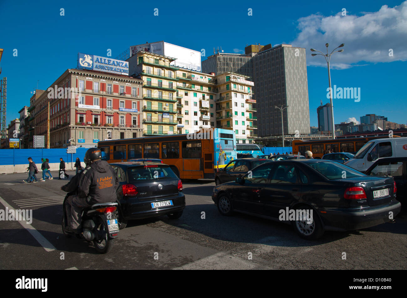Traffic at Piazza Garibaldi square central Naples city La Campania ...