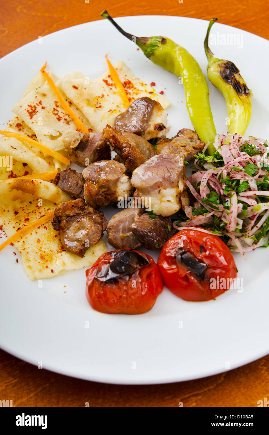 Meat cuisine - kebab served in plate Stock Photo - Alamy