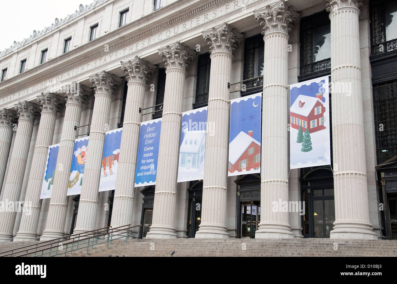 Christmas postal advertising banners outside the General Post Office ...