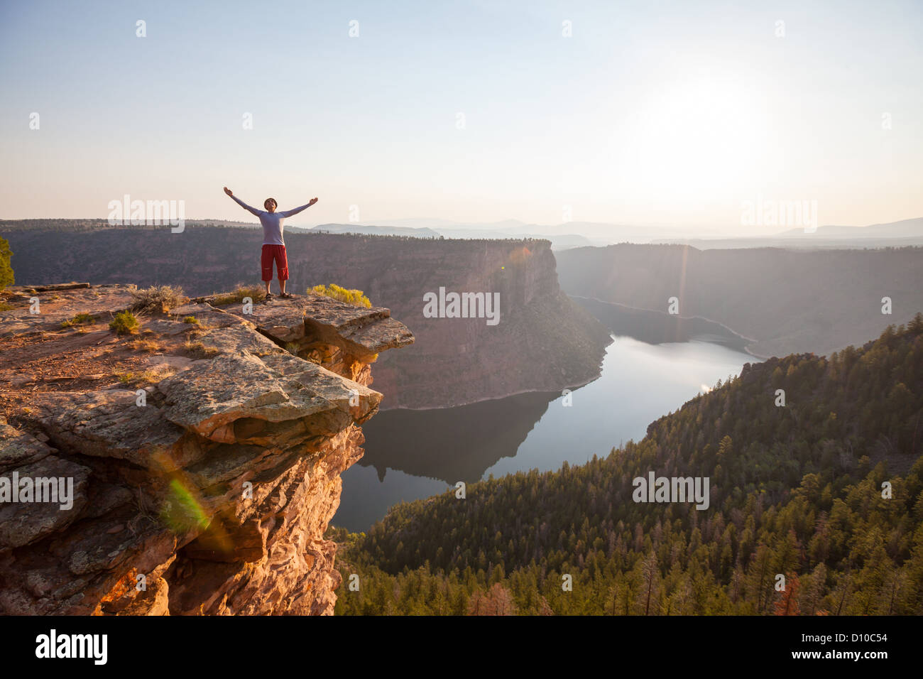 man on the cliff in Flaming Gorge Recreation Area,USA Stock Photo - Alamy