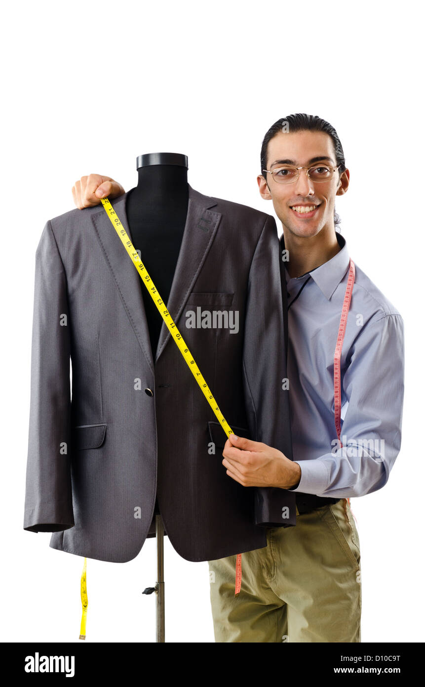Tailor working isolated on white Stock Photo - Alamy