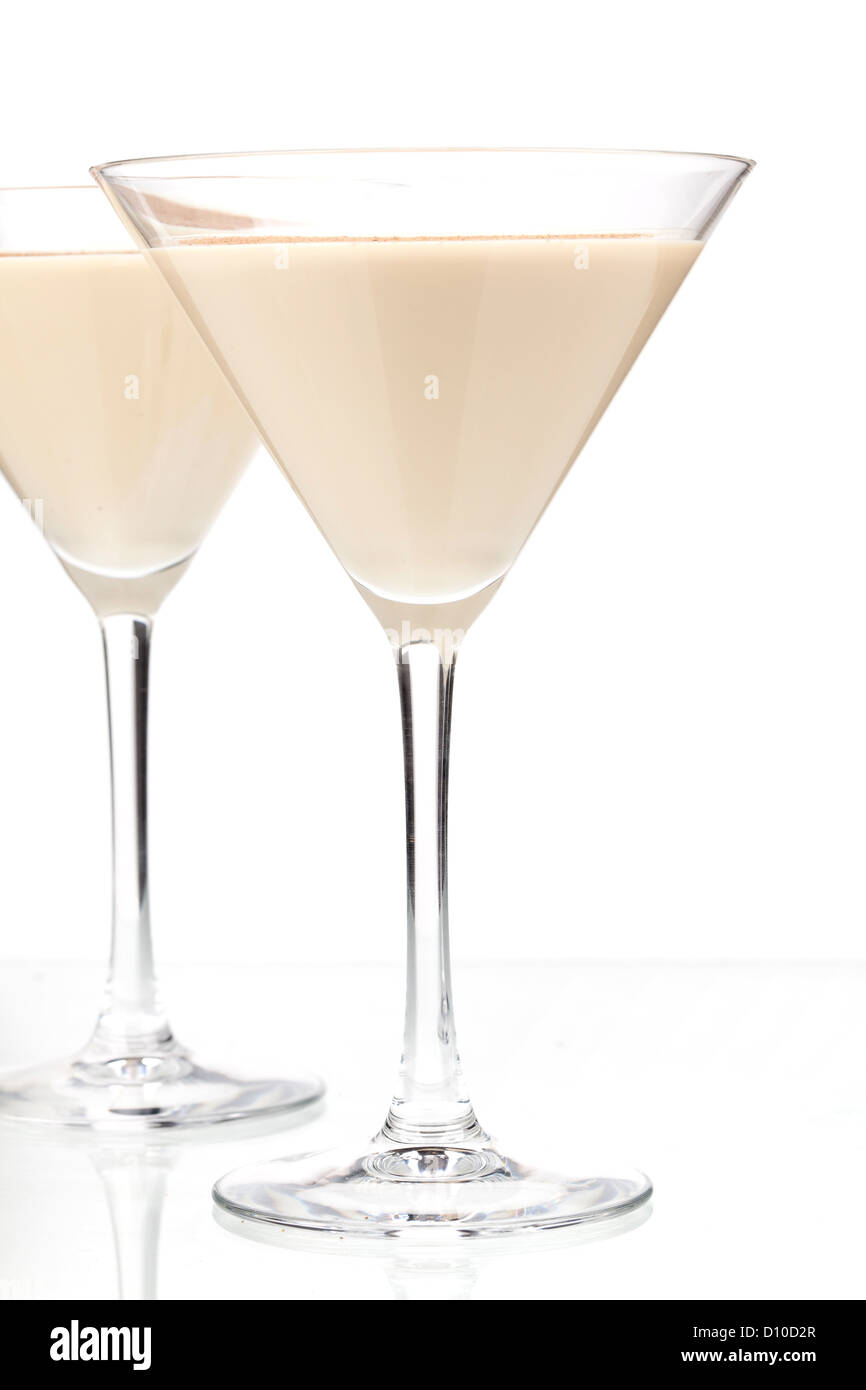 Alcohol cocktail with milk and mint isolated on white background Stock ...