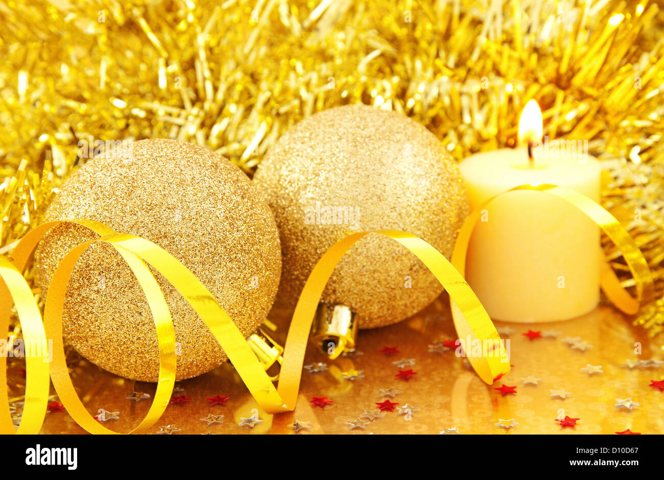 Golden Christmas decoration Stock Photo - Alamy