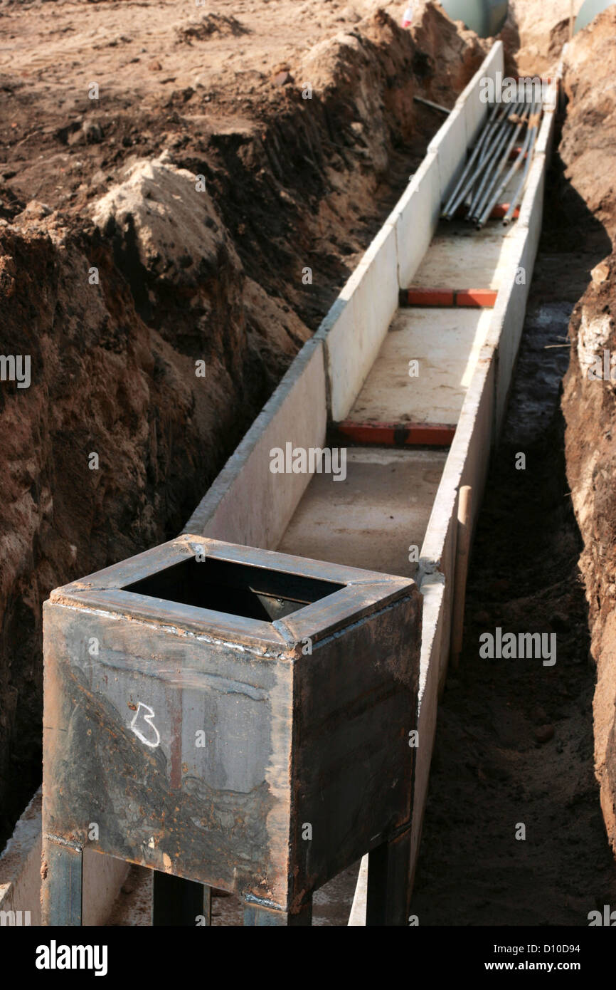 Construction of gas stations. Tray for gas pipelines and steel frame ...