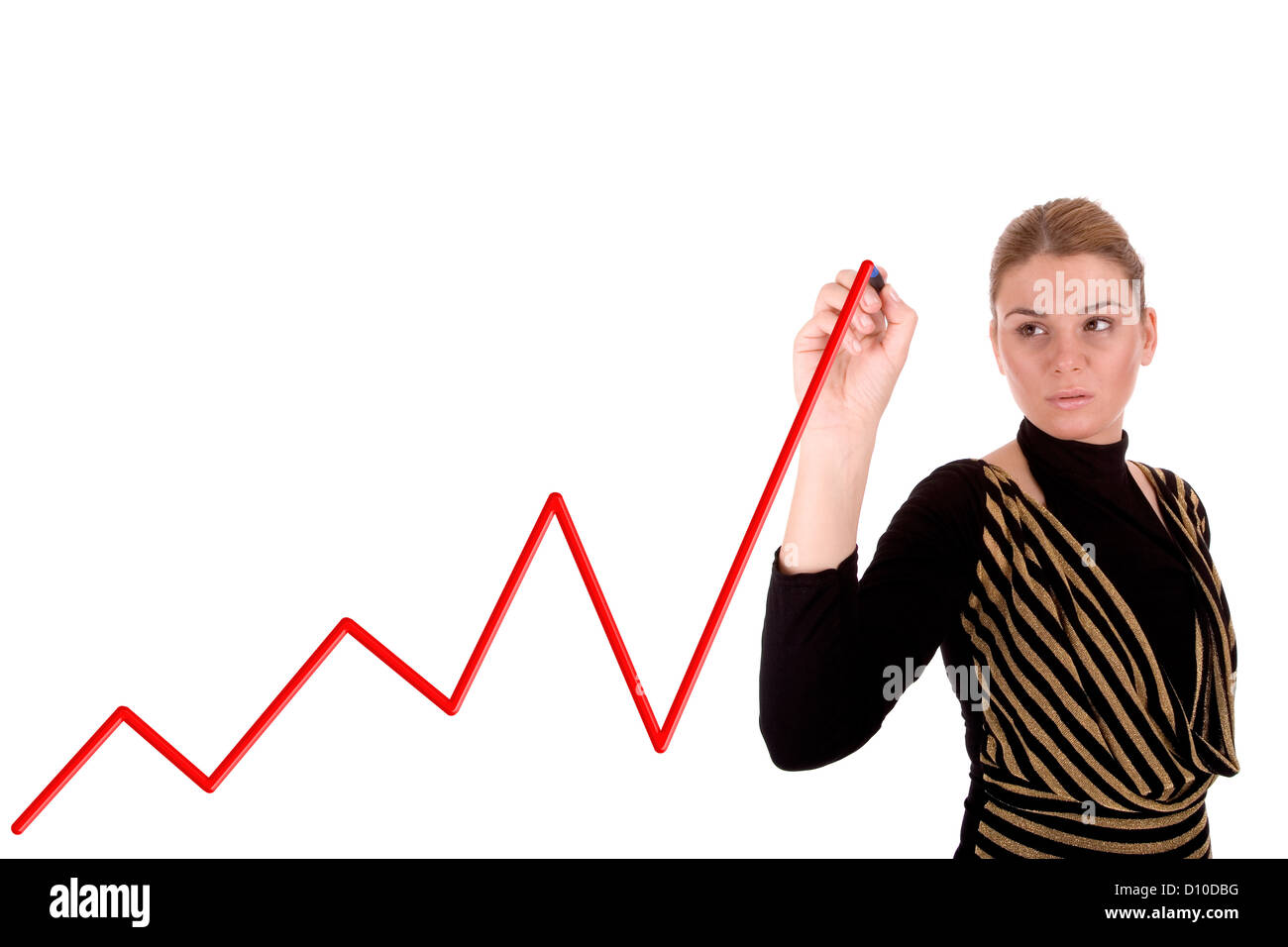 Businesswoman drawing a graph over white Stock Photo - Alamy