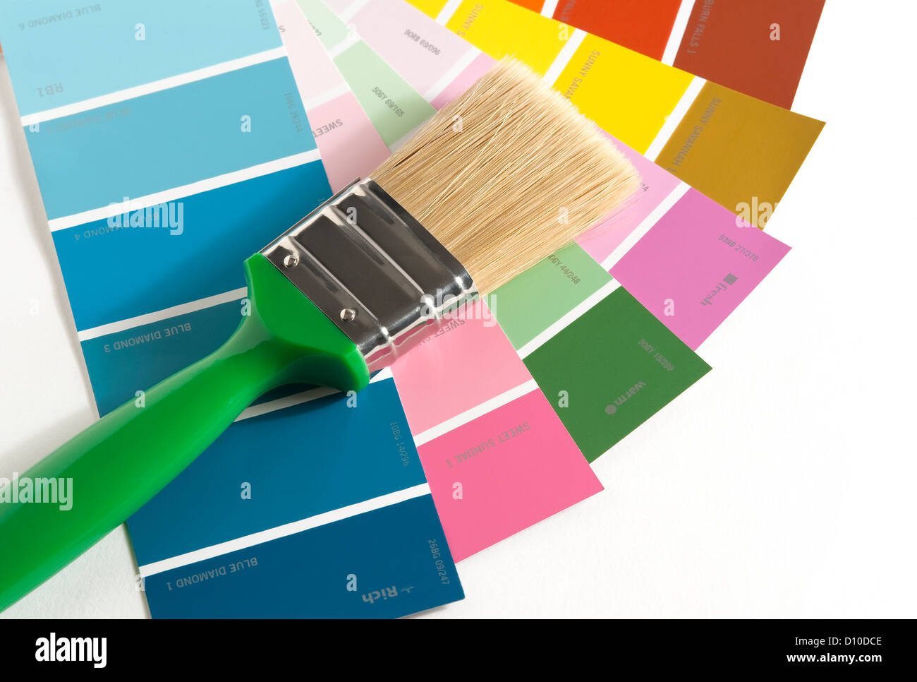 paintbrush and paint colour charts Stock Photo - Alamy