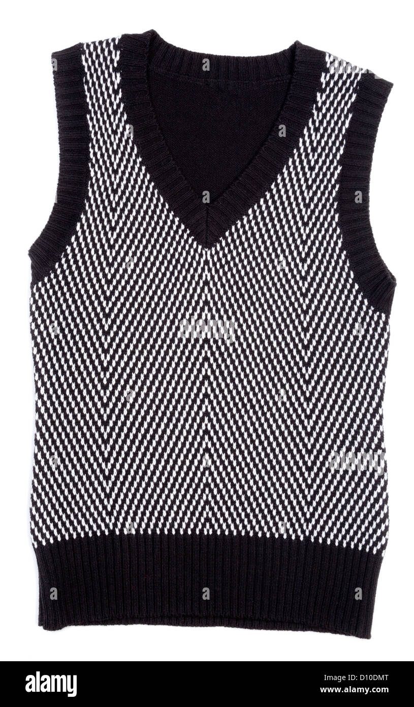 Black warm vest with a simple pattern on a white background Stock Photo ...