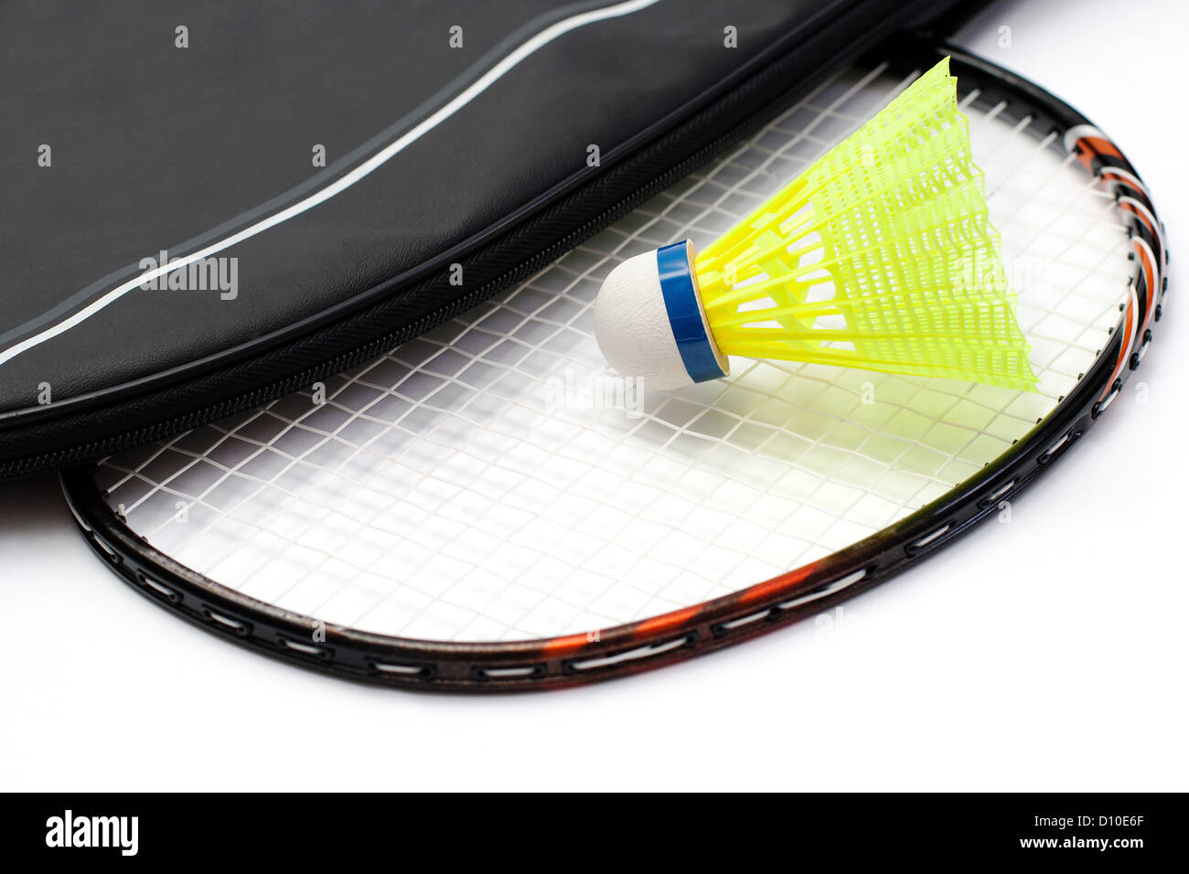 Badminton racket and shuttlecock on white background Stock Photo - Alamy