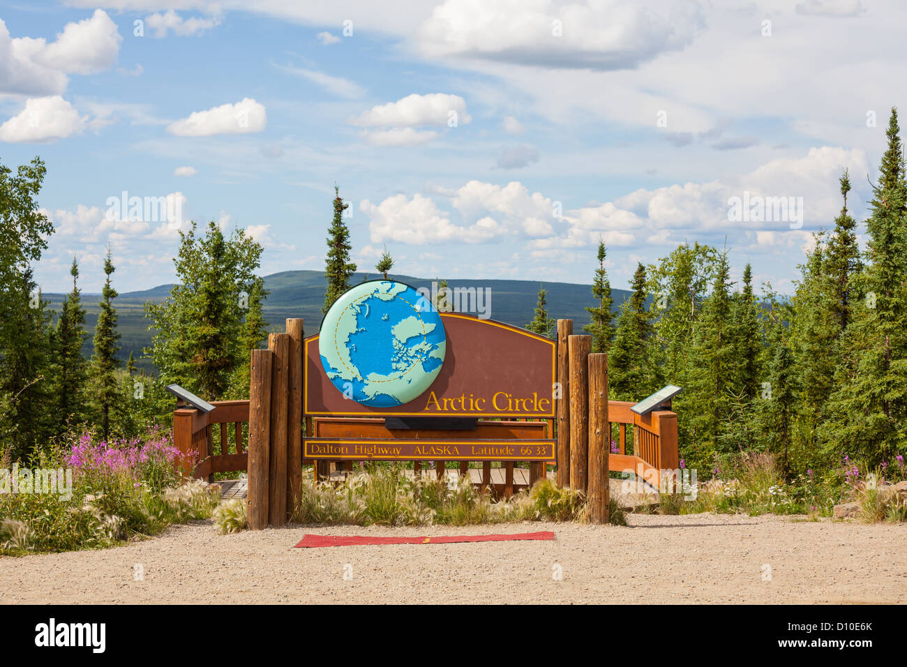 arctic circle board on Alaska Stock Photo - Alamy