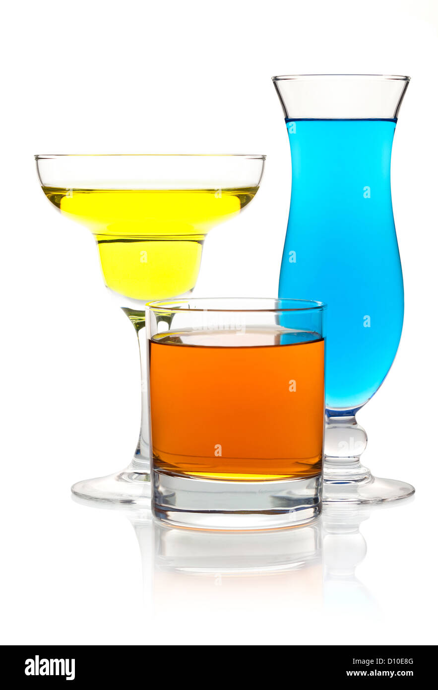 Many color cocktails. Isolated on white background Stock Photo - Alamy
