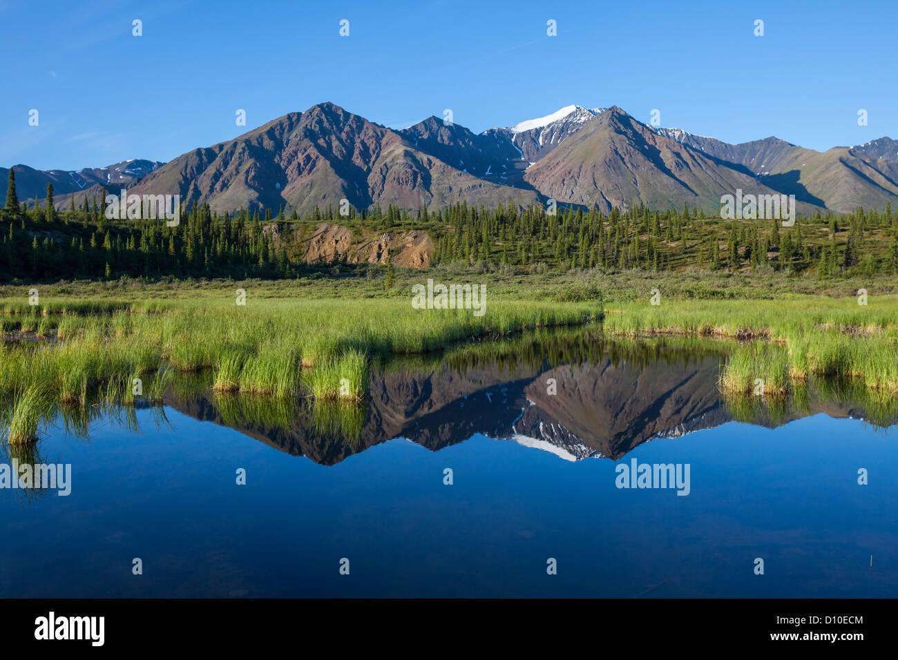 mountains reflection in lake on Alaska Stock Photo - Alamy
