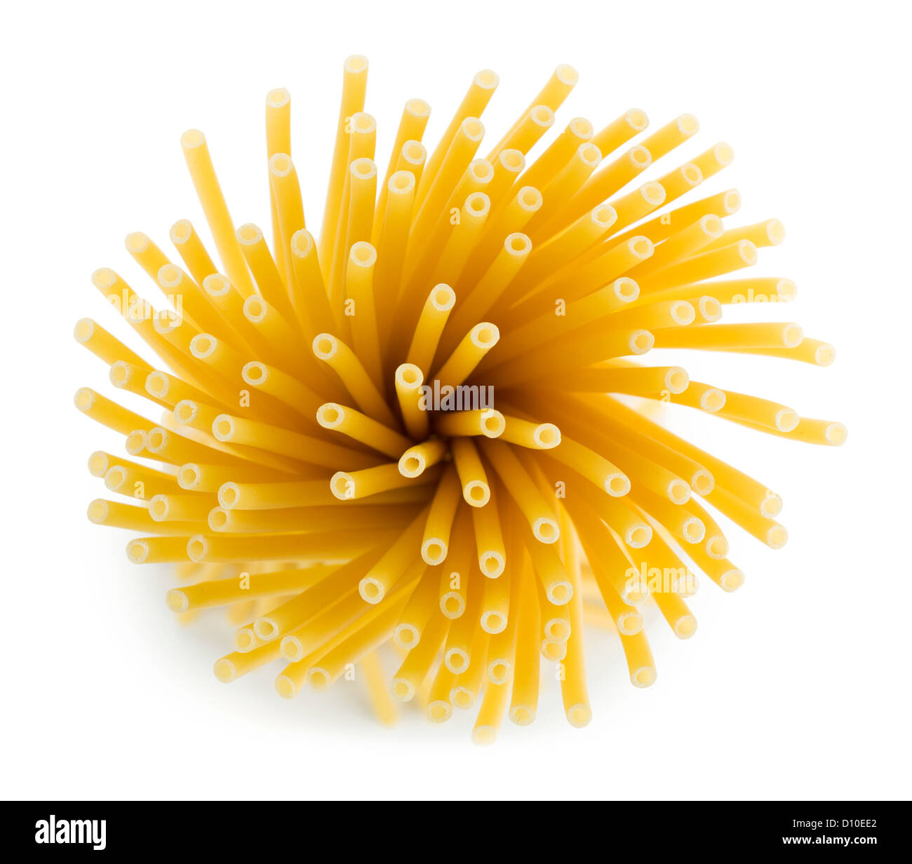 Bunch of spaghetti. View from above. Isolated on white background Stock ...