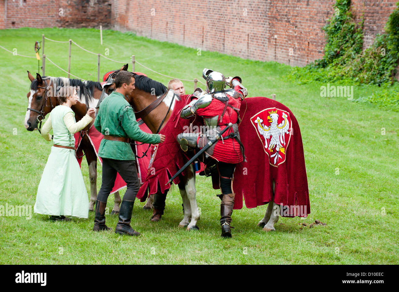 Knight on horse, Teutonic castle (14th century) in Malbork, Poland ...