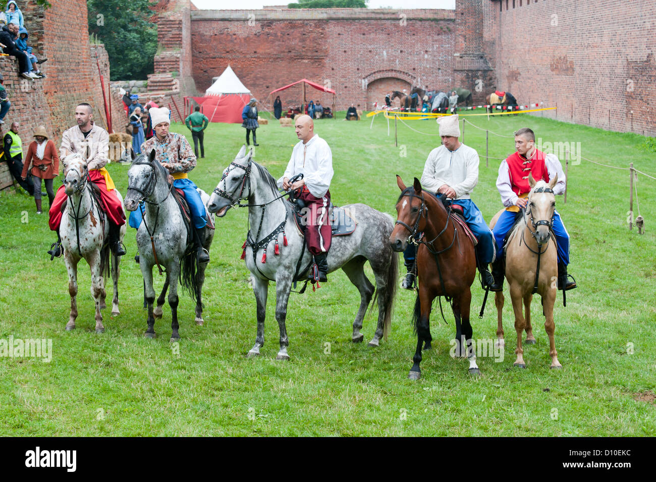 Knights on horses, Teutonic castle (14th century) in Malbork, Poland ...
