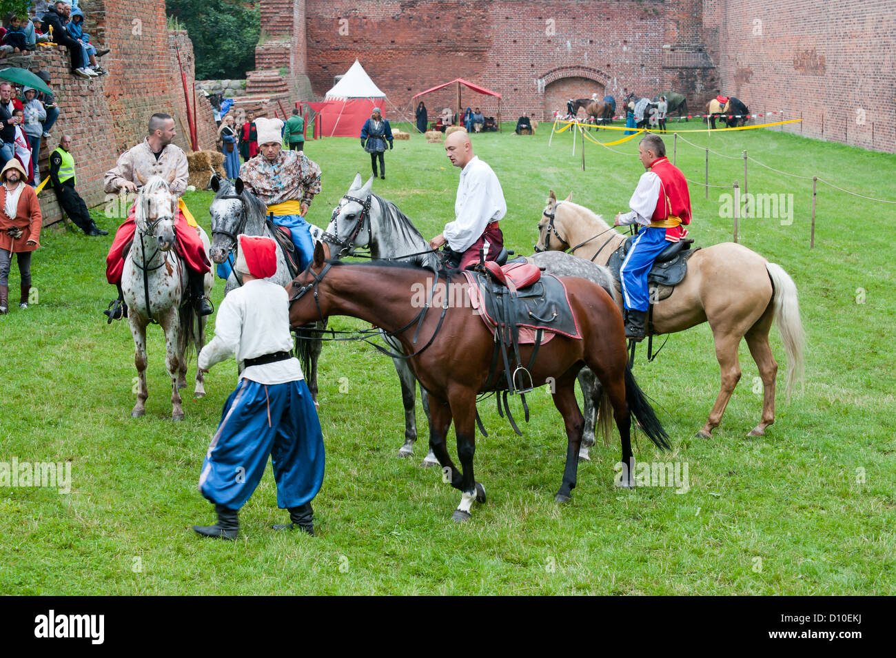 Knights on horses, Teutonic castle (14th century) in Malbork, Poland ...