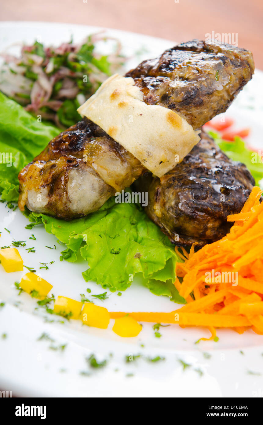 Meat cuisine - kebab served in plate Stock Photo - Alamy