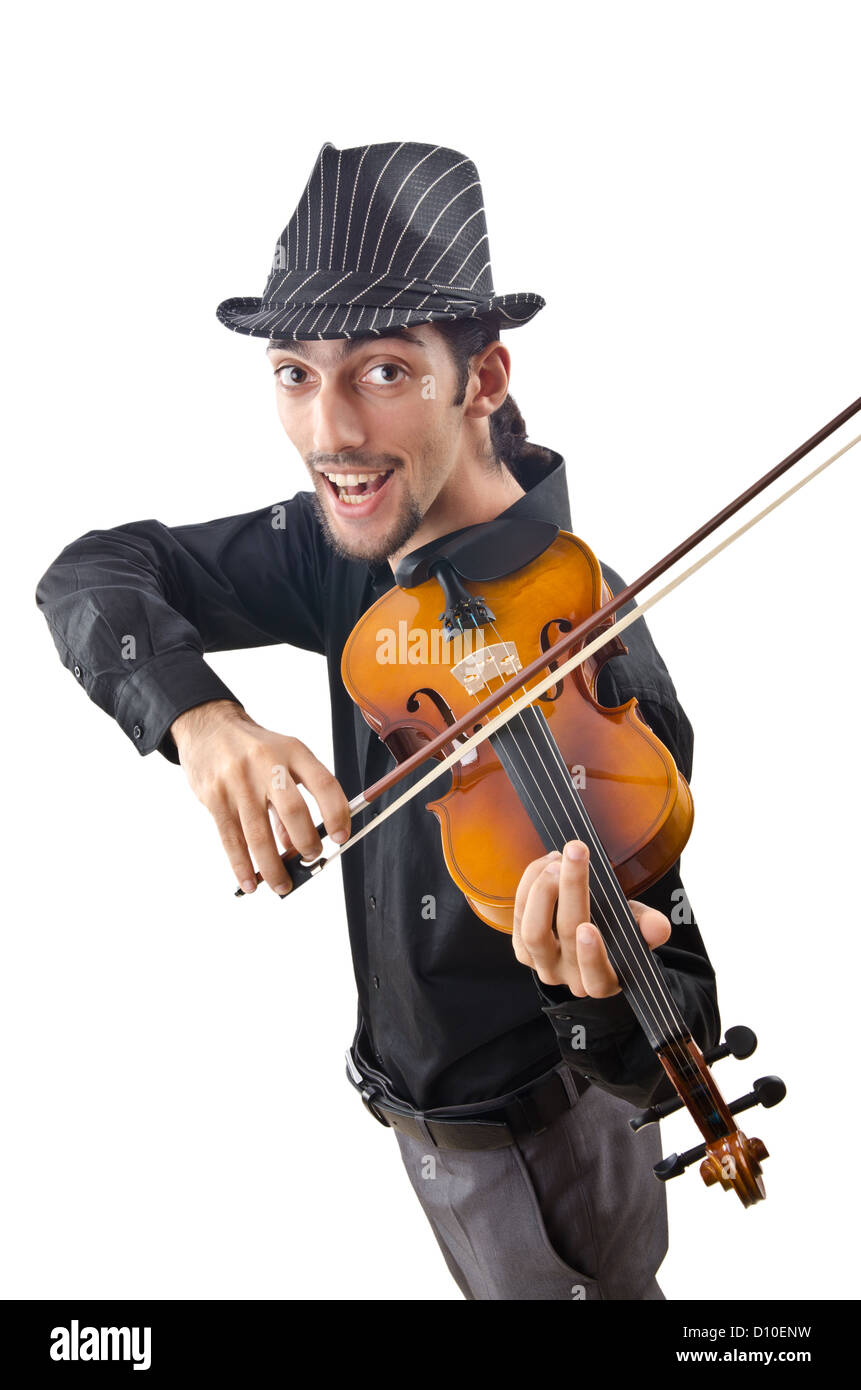 Violin player isolated on white Stock Photo - Alamy