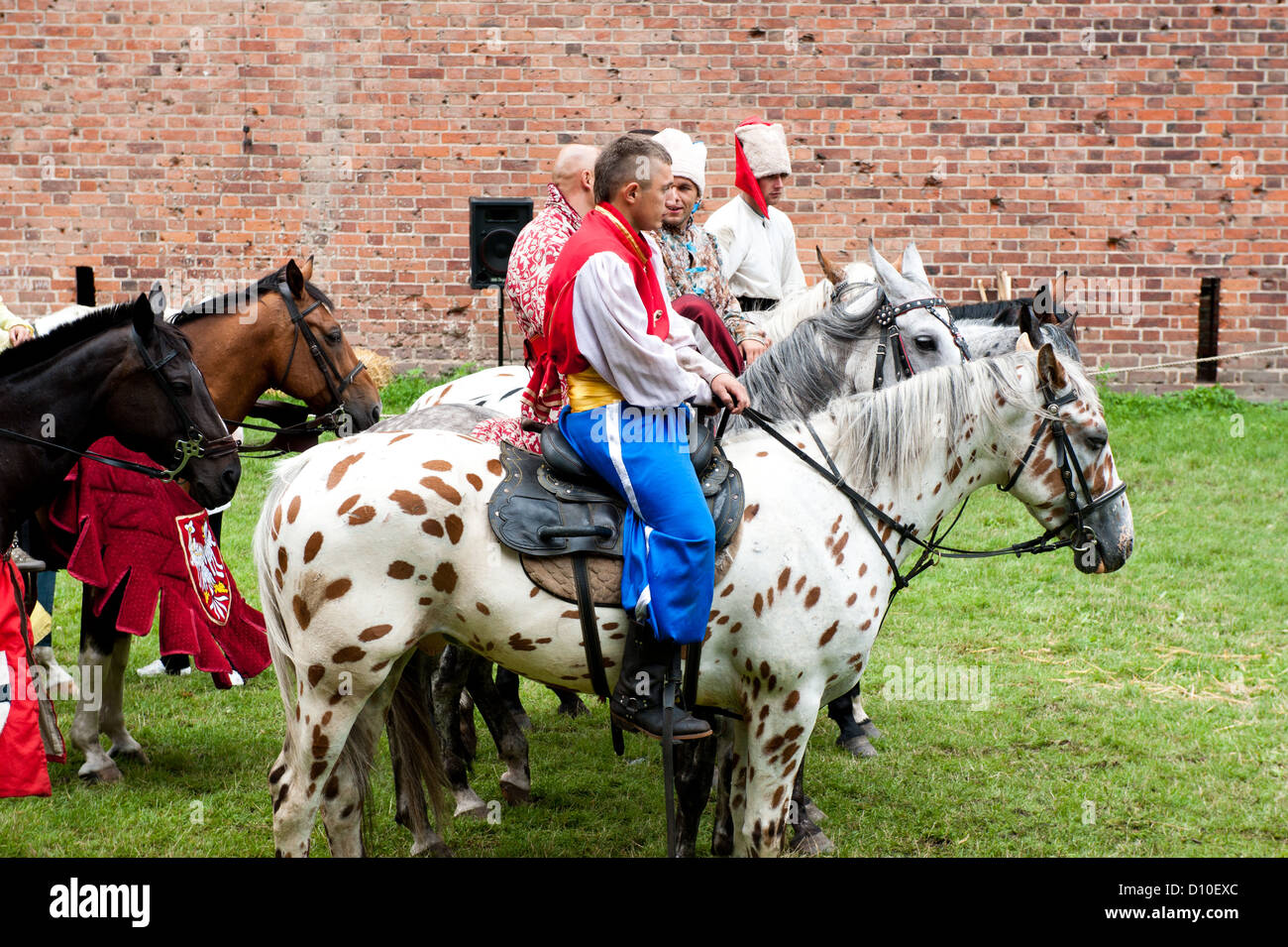 Knights on horses, Teutonic castle (14th century) in Malbork, Poland ...
