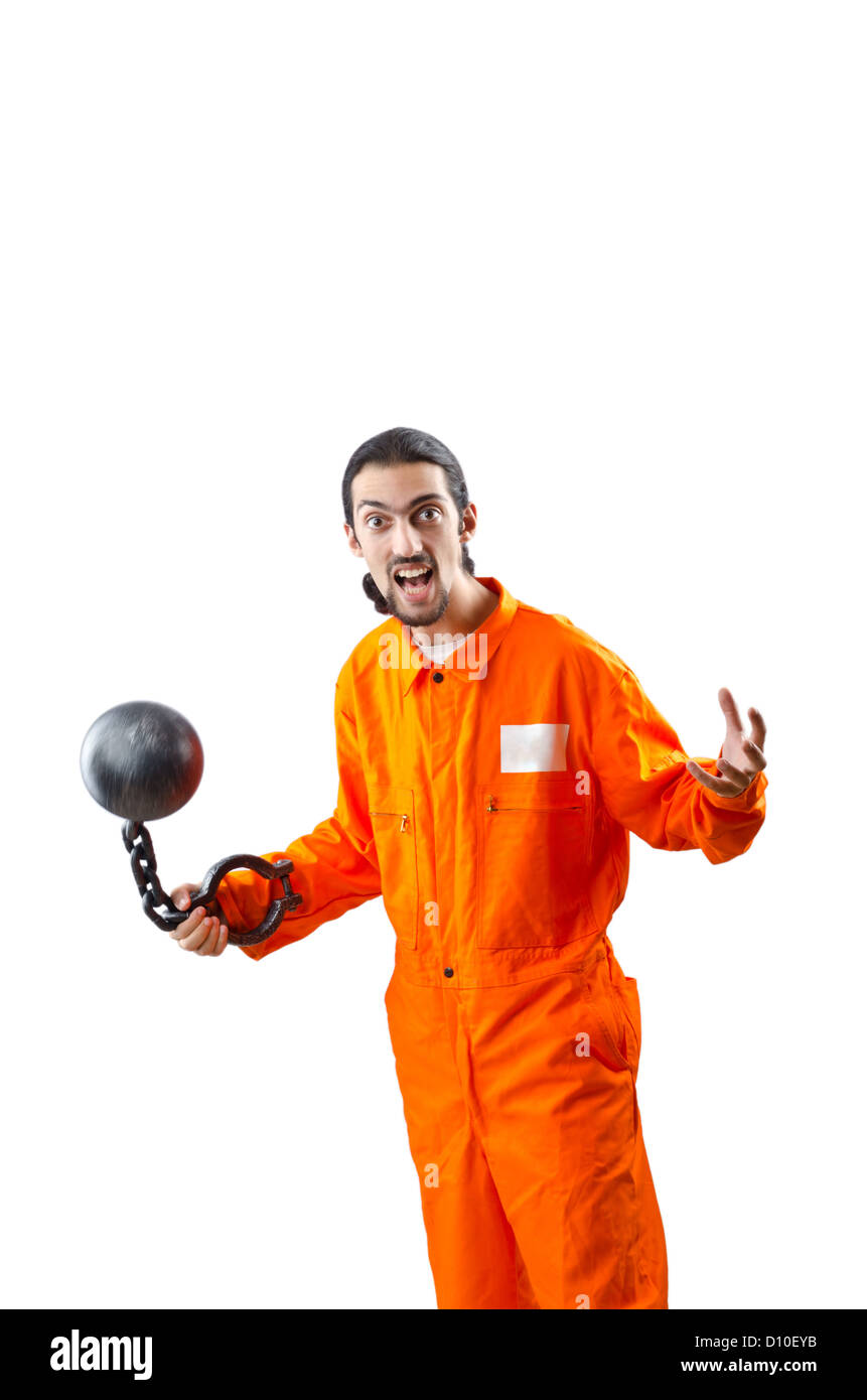 Convicted criminal on white background Stock Photo - Alamy