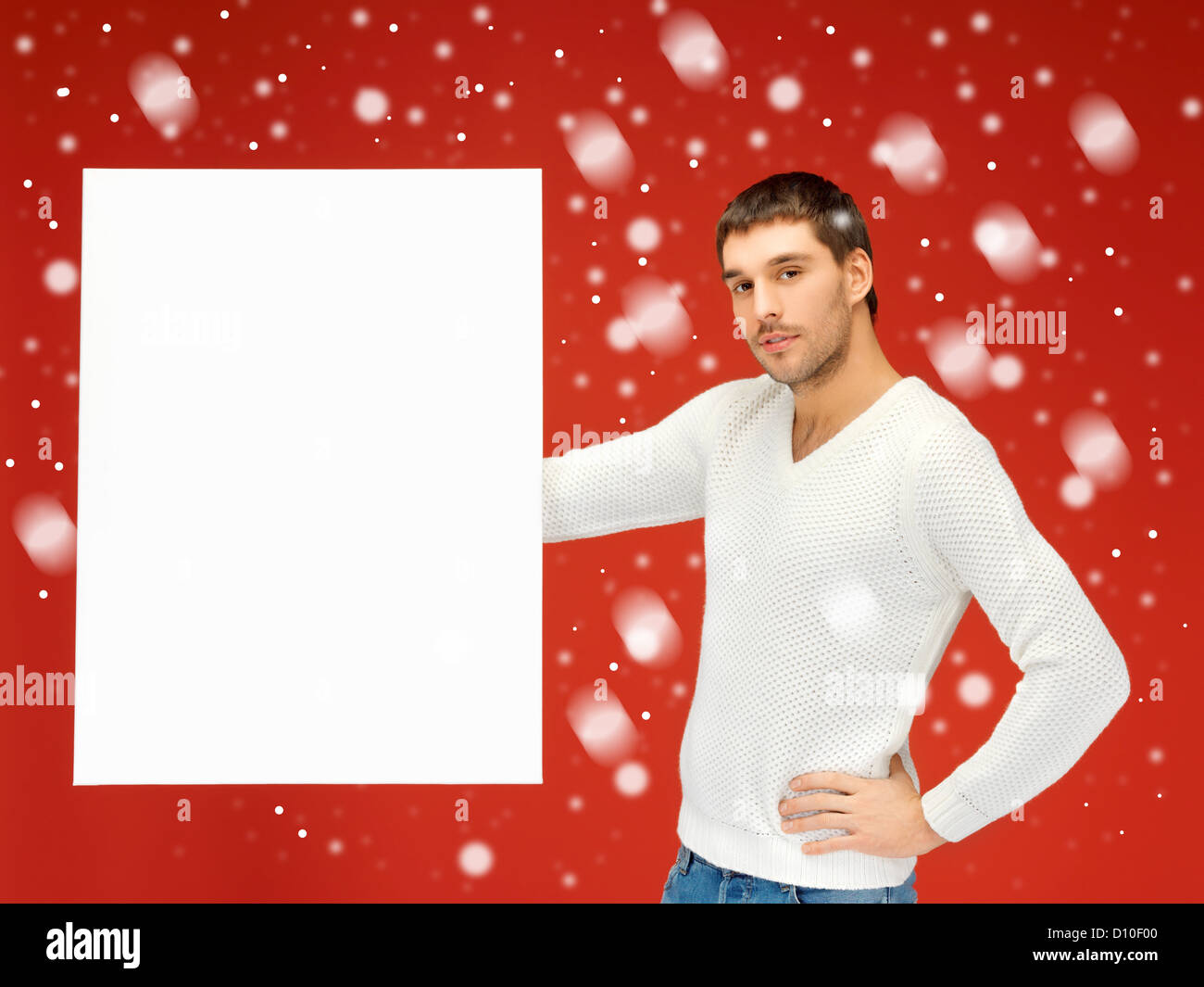 handsome man with big blank board Stock Photo - Alamy