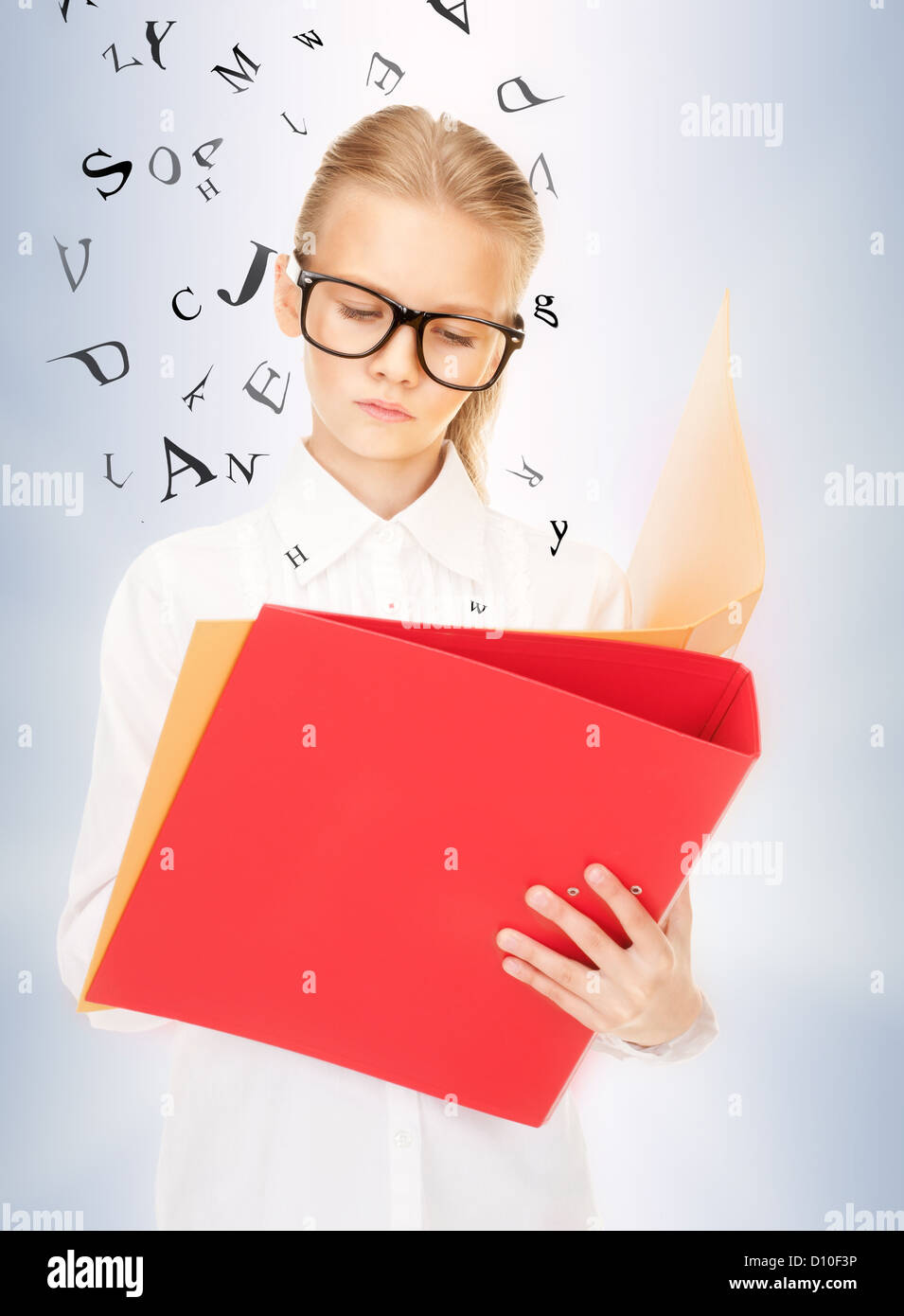 elementary school student with folders Stock Photo - Alamy
