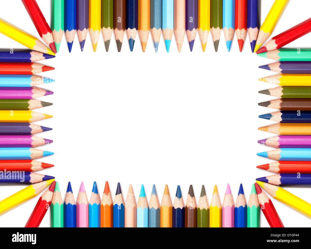 Framed with sharp colored pencils on a white background Stock Photo - Alamy