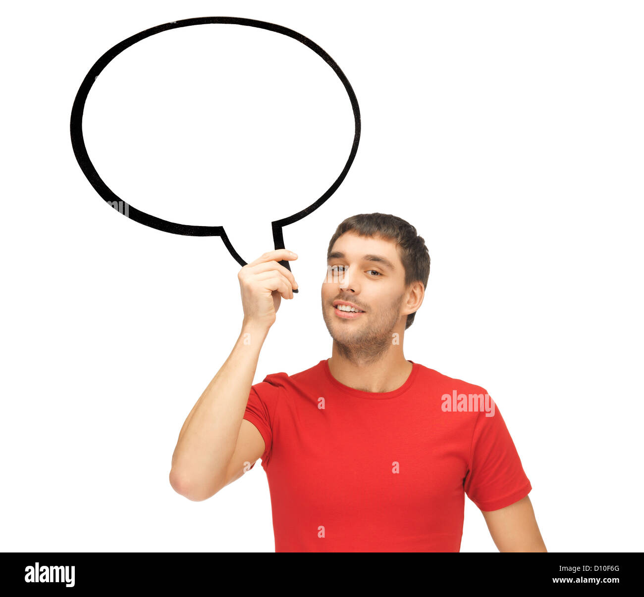 smiling man with blank text bubble Stock Photo - Alamy