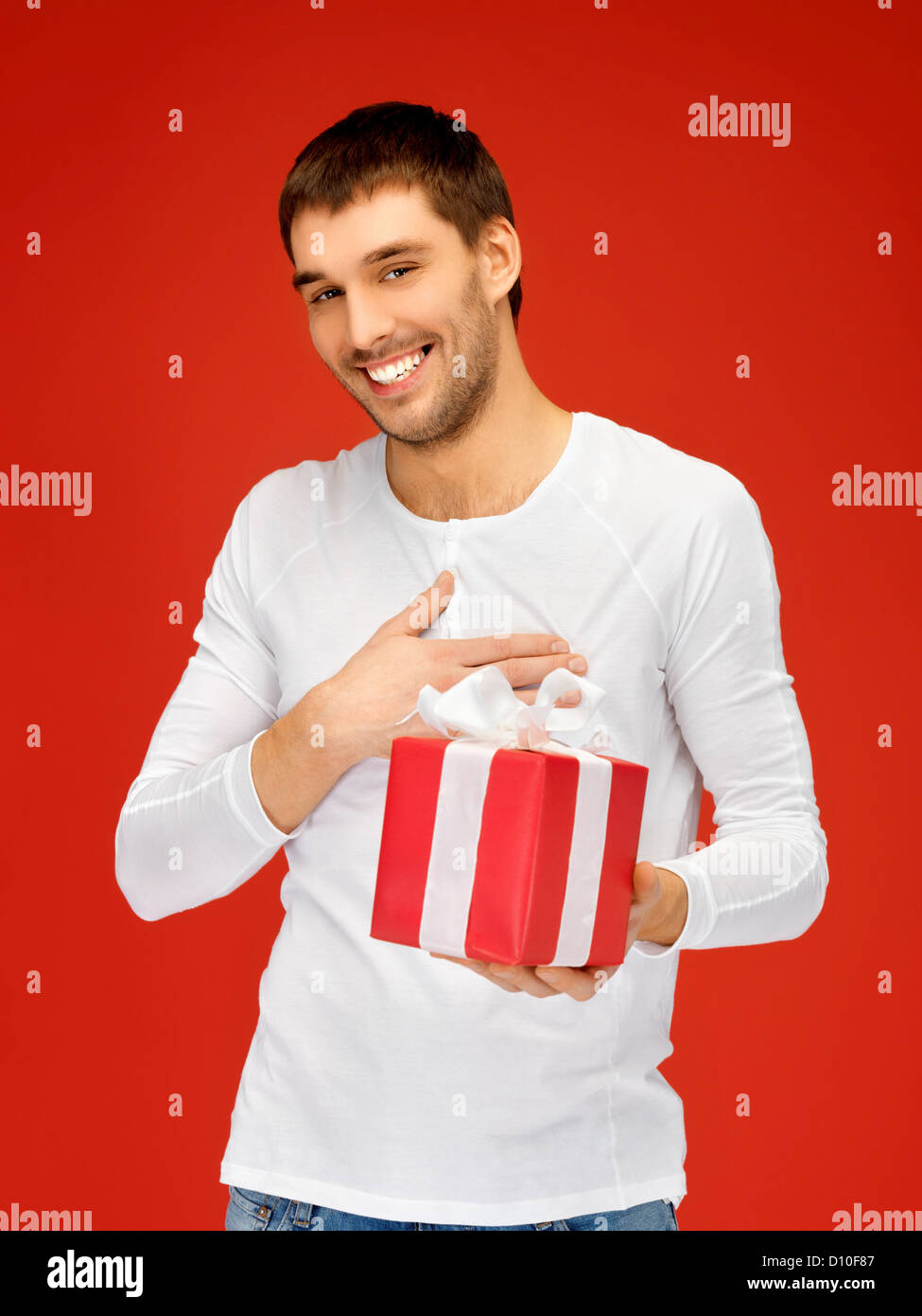 handsome man with a gift Stock Photo - Alamy