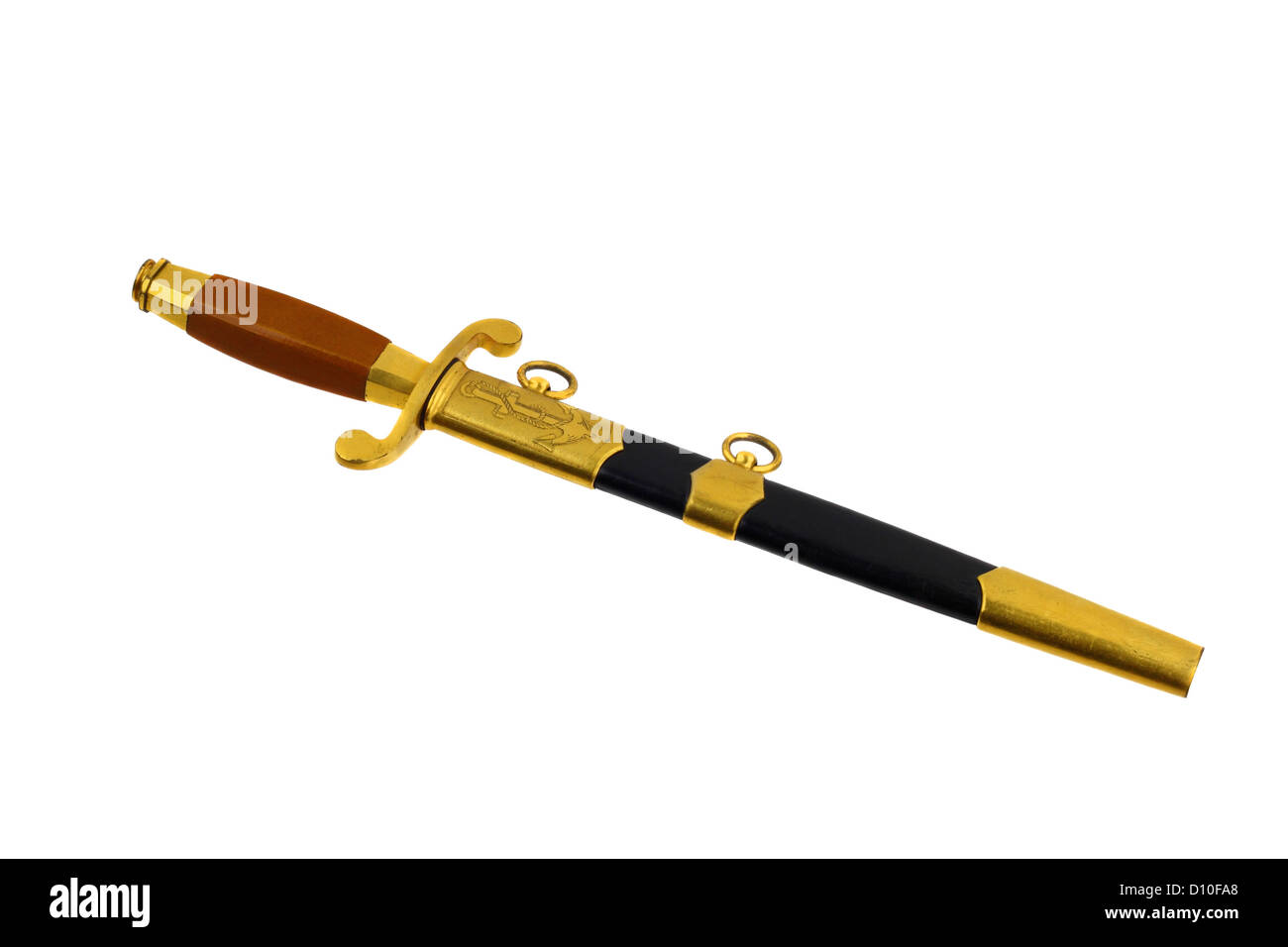 Soviet marine officer dirk in scabbard decorated with gold isolated on ...