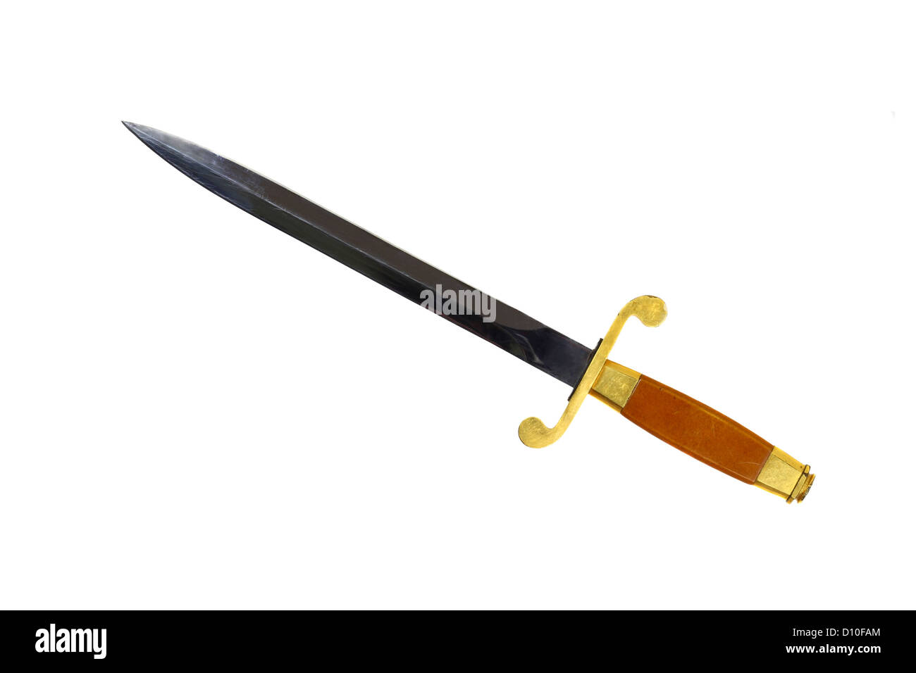 Soviet marine officer dirk with gold decorated handle isolated on white ...