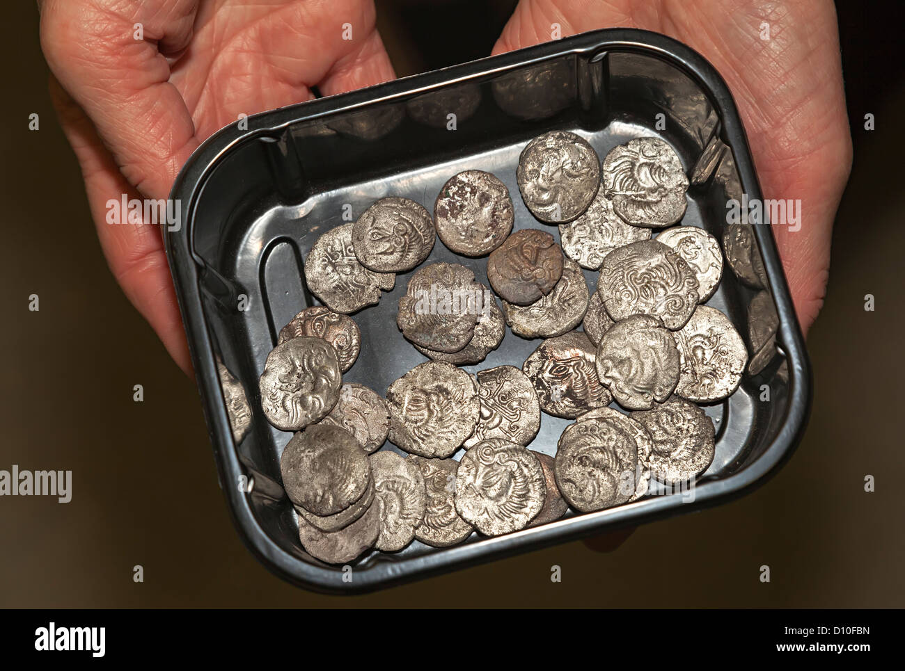 Cleaned coins from the Celtic hoard mass discovered on Jersey, Channel ...