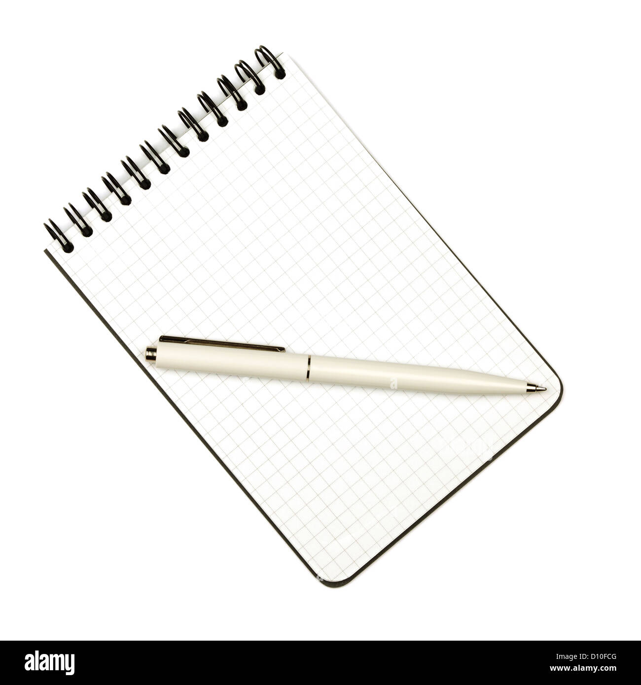 White pen on notepad. Isolated on white background Stock Photo - Alamy