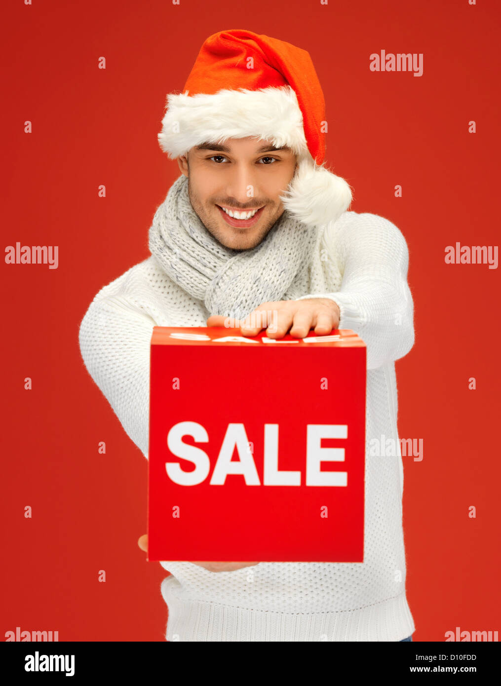handsome man in christmas hat Stock Photo - Alamy