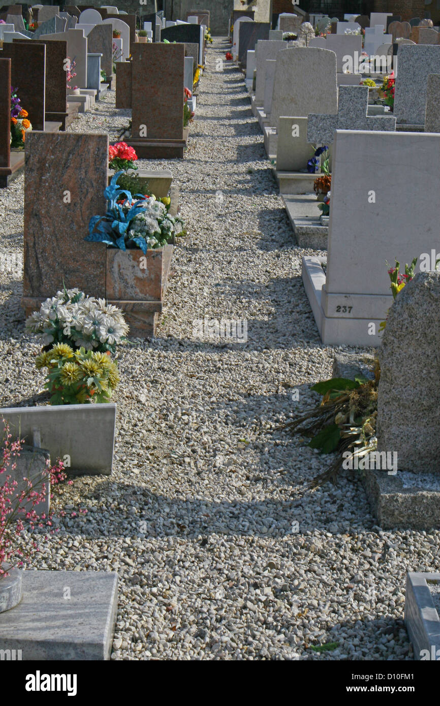 graves headstones and crucifixes of a cemetery Stock Photo - Alamy