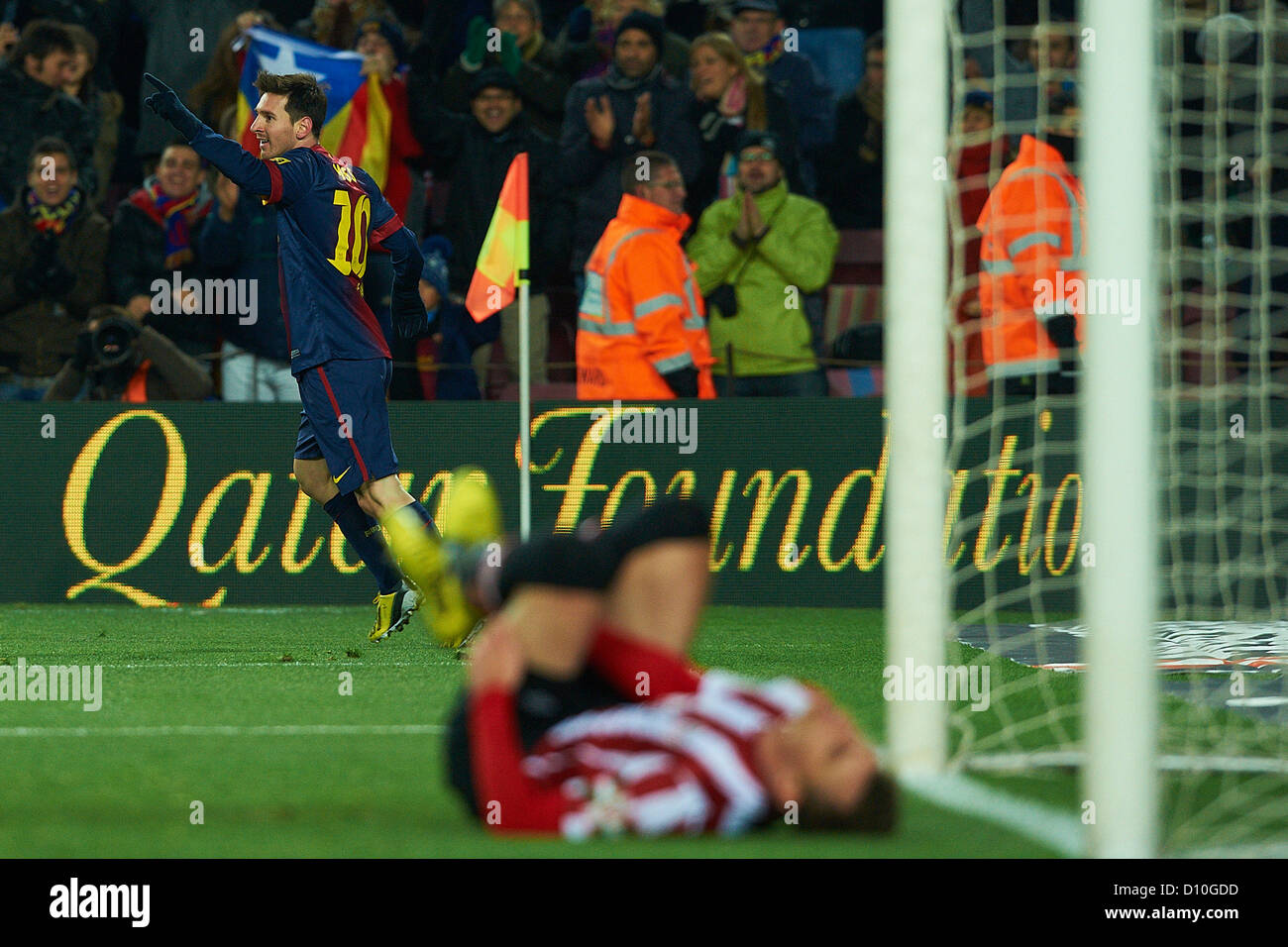 Lionel Messi (FC Barcelona) reacts after scoring against Athletic ...