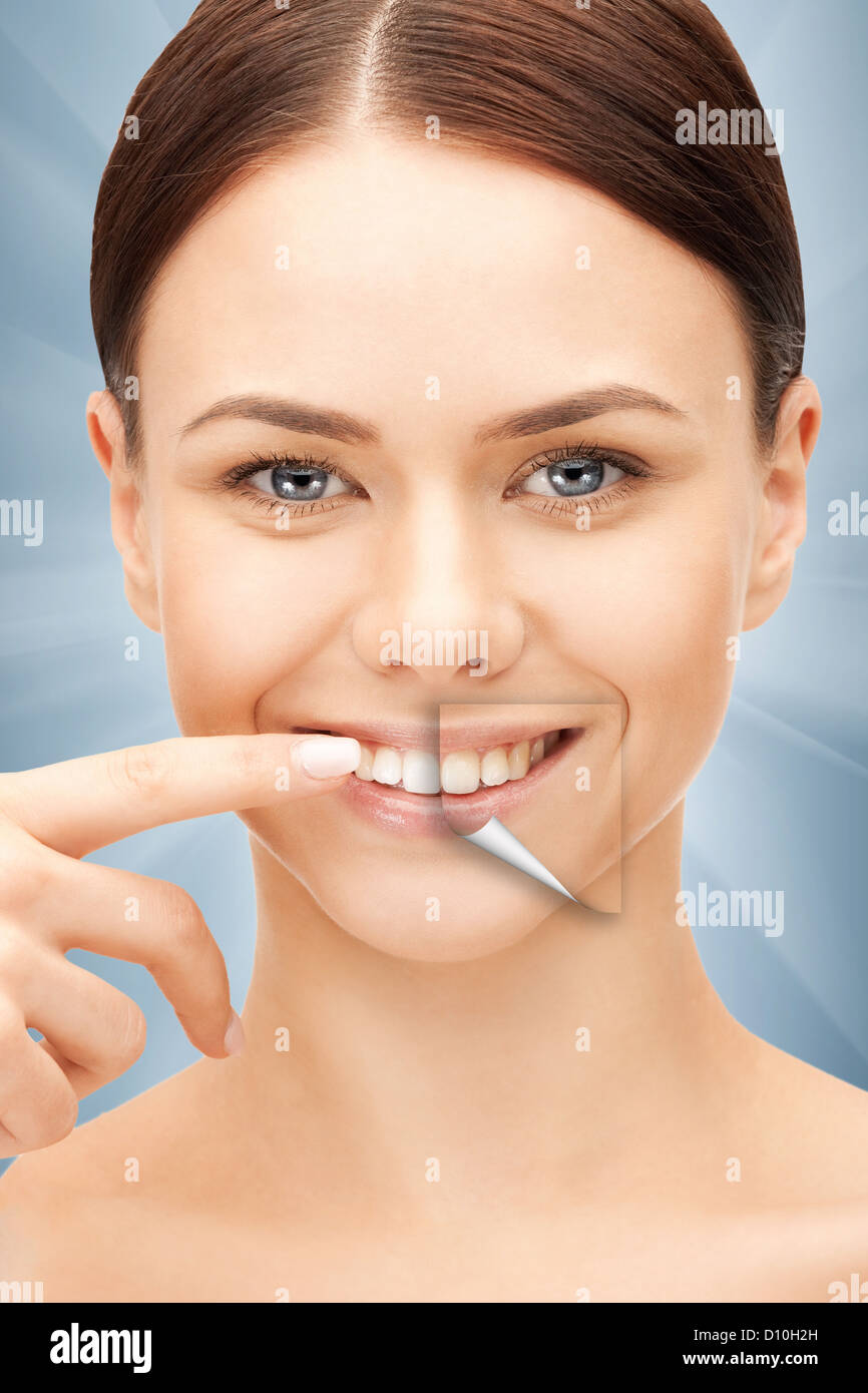 woman with white teeth Stock Photo - Alamy