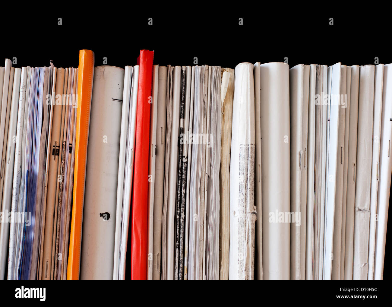 bindings of old exercise books and pamphlets. The texture of high ...