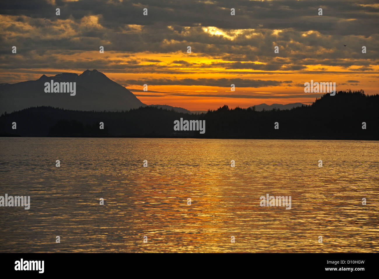 Sunrise skies over Blackney Passage and islands, Hanson Island ...