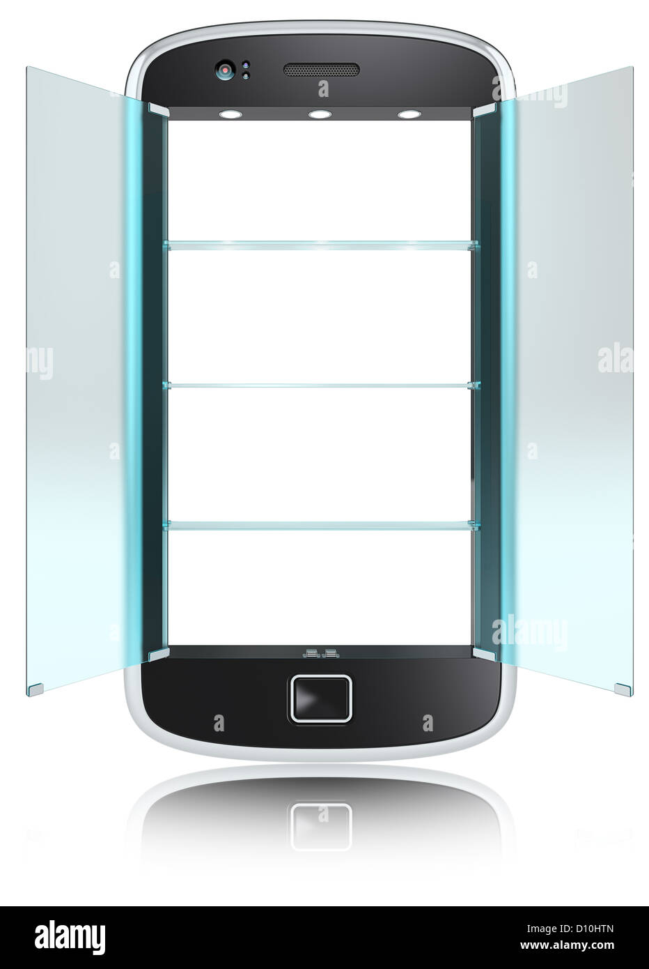 Smartphone Display. Abstract Smartphone with doors and shelves of ...